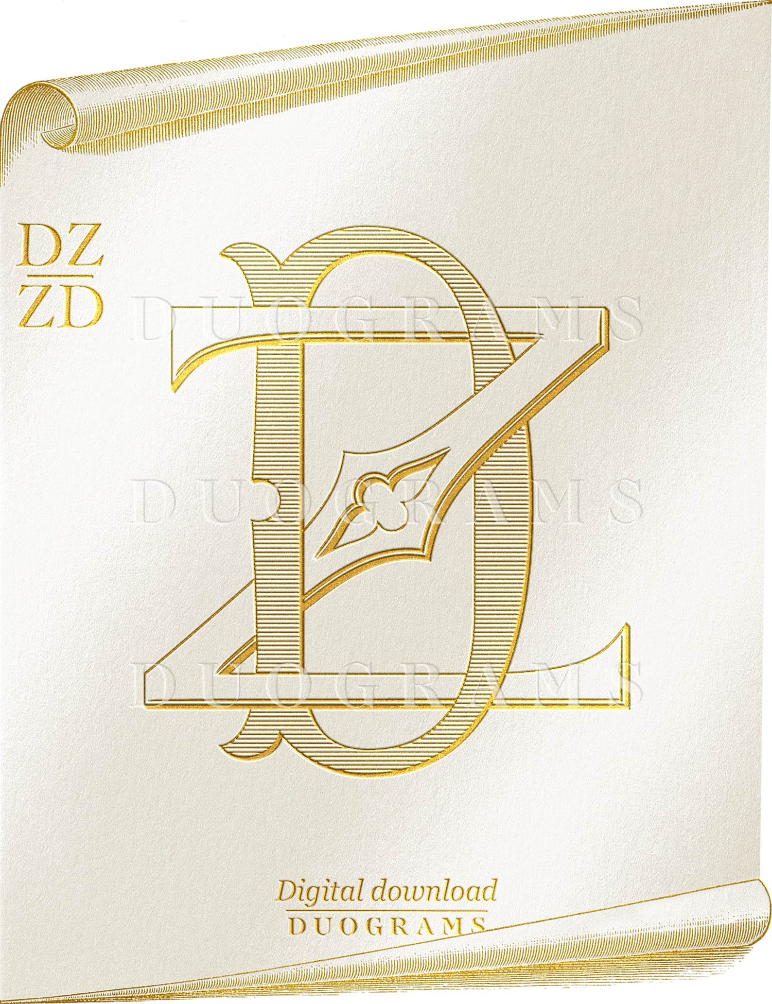 DZ ZD Vintage Two Letter Monogram Design D X X D Two Letter Monogram ...