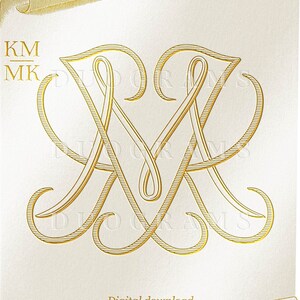 Wedding Monogram Logo KM MK Monogram Wreath SVG - Etsy