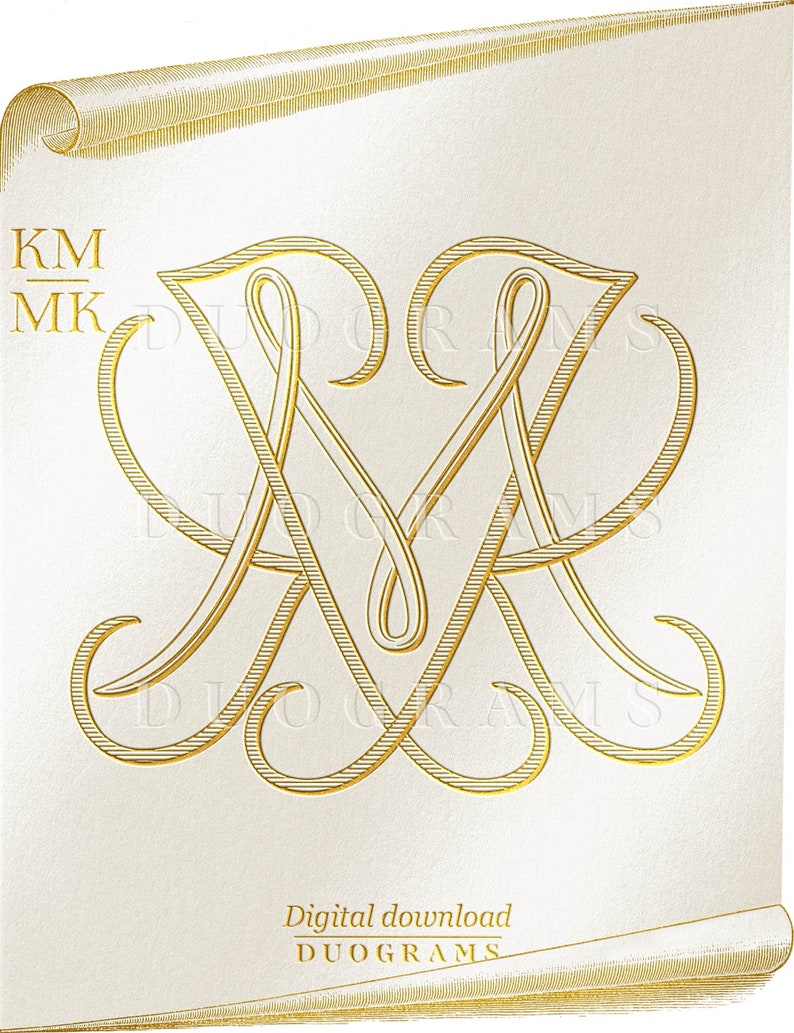 Wedding Monogram Logo KM MK Monogram Wreath SVG - Etsy