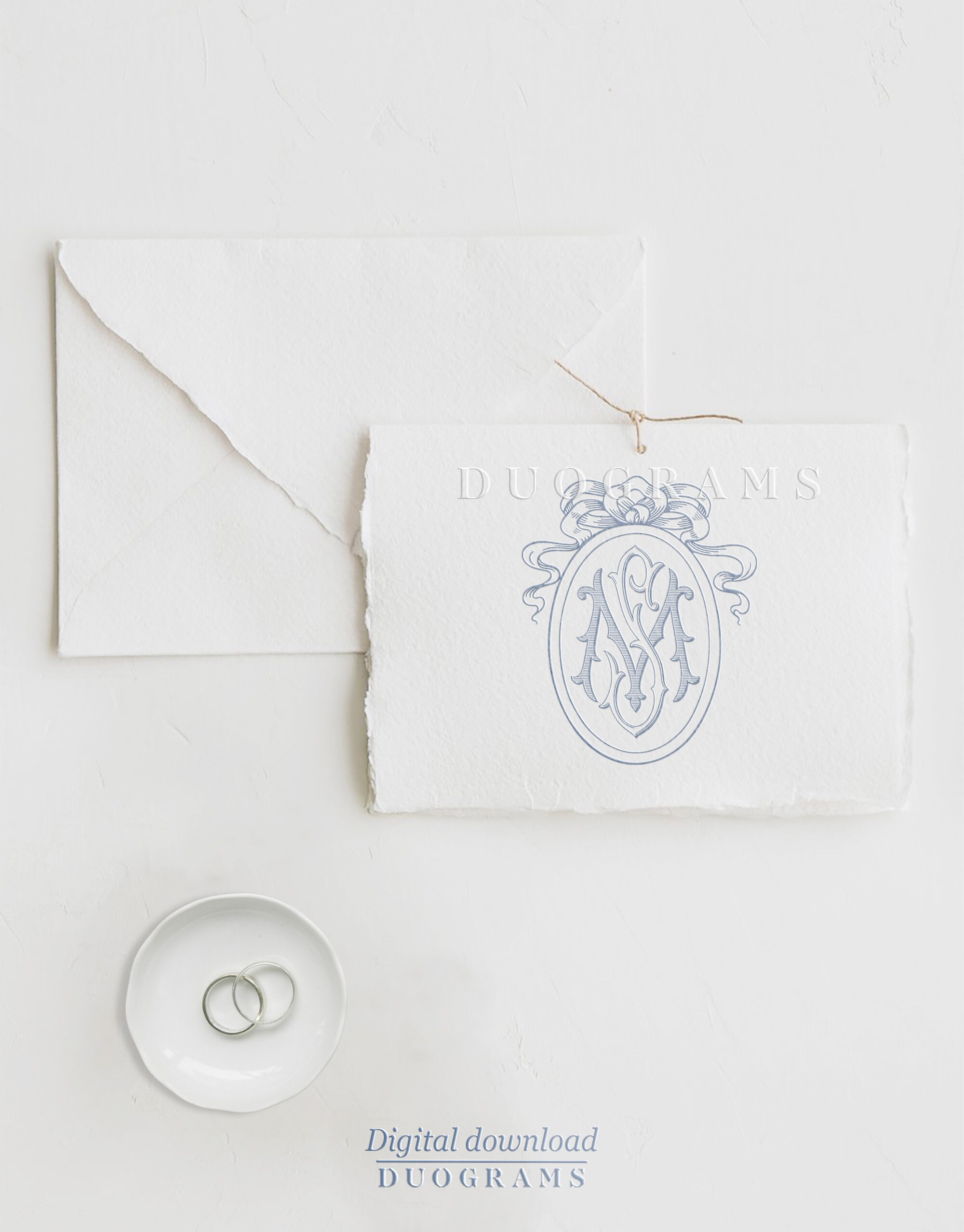 Two Letter Wedding Monogram Logo With Crest, Digital Download, SVG ...