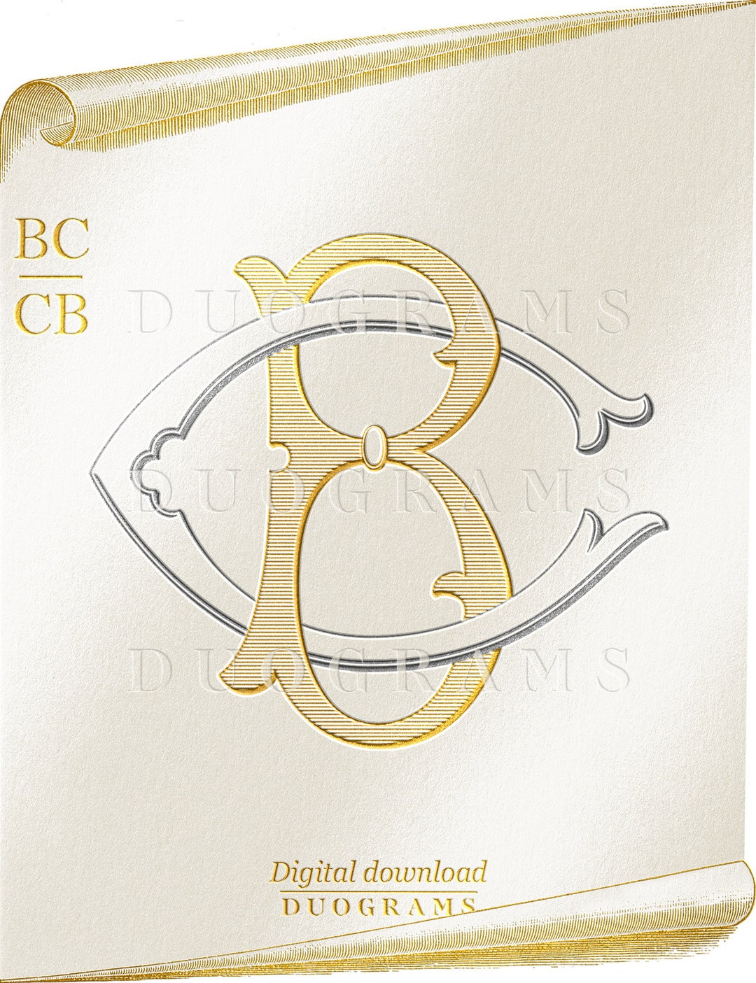 BC CB Wedding Monogram Logo Vintage Duogram B C Intertwined Monogram C ...