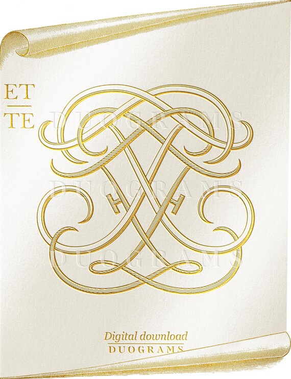 Wedding Monogram Logo Design ET TE Monogram Wreath SVG Digital - Etsy