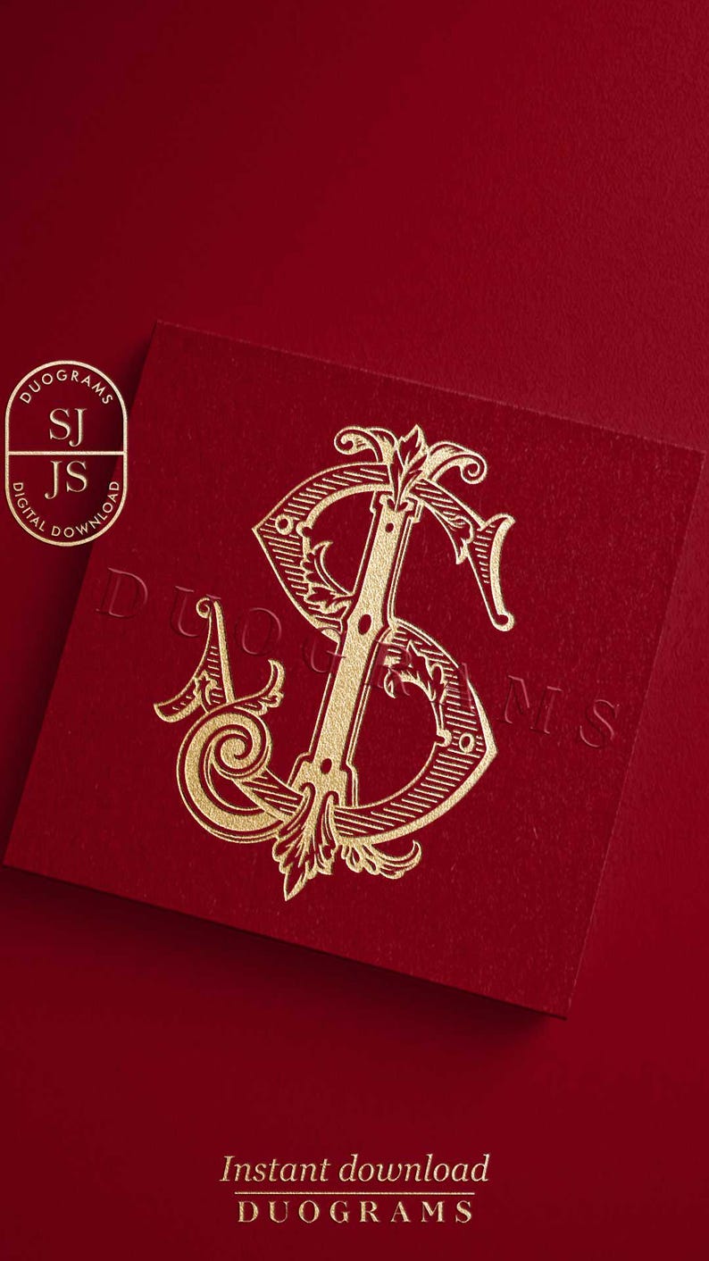 Interlocking Vintage Monogram JS or SJ Two Letter Monogram Logo Design ...