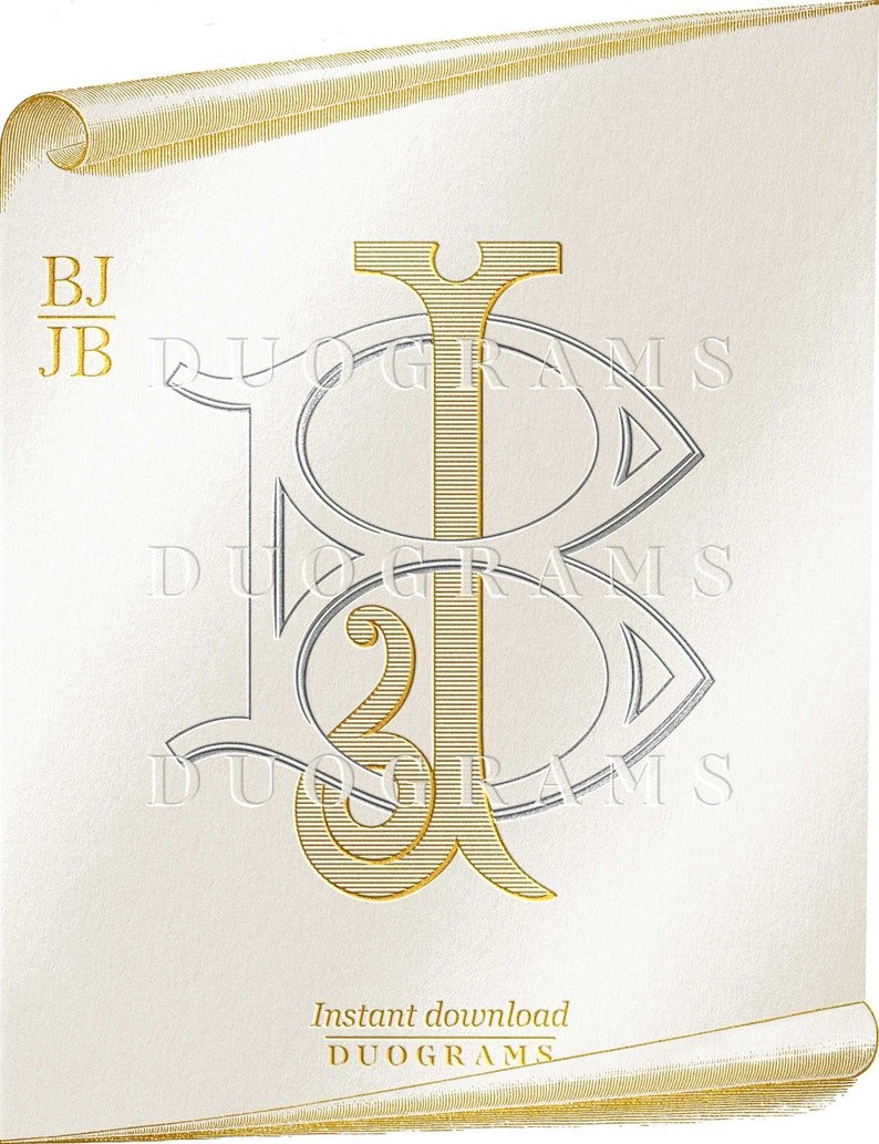 Interlocking Vintage Monogram BJ or JB Two Letter Monogram Logo Design ...