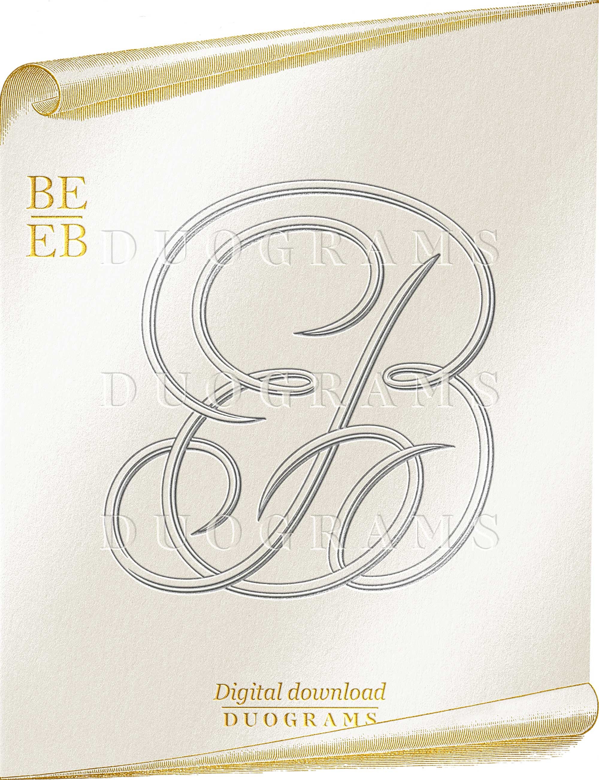 Elegant Wedding Monogram BE or EB, 2 Letter Monogram Logo Design ...