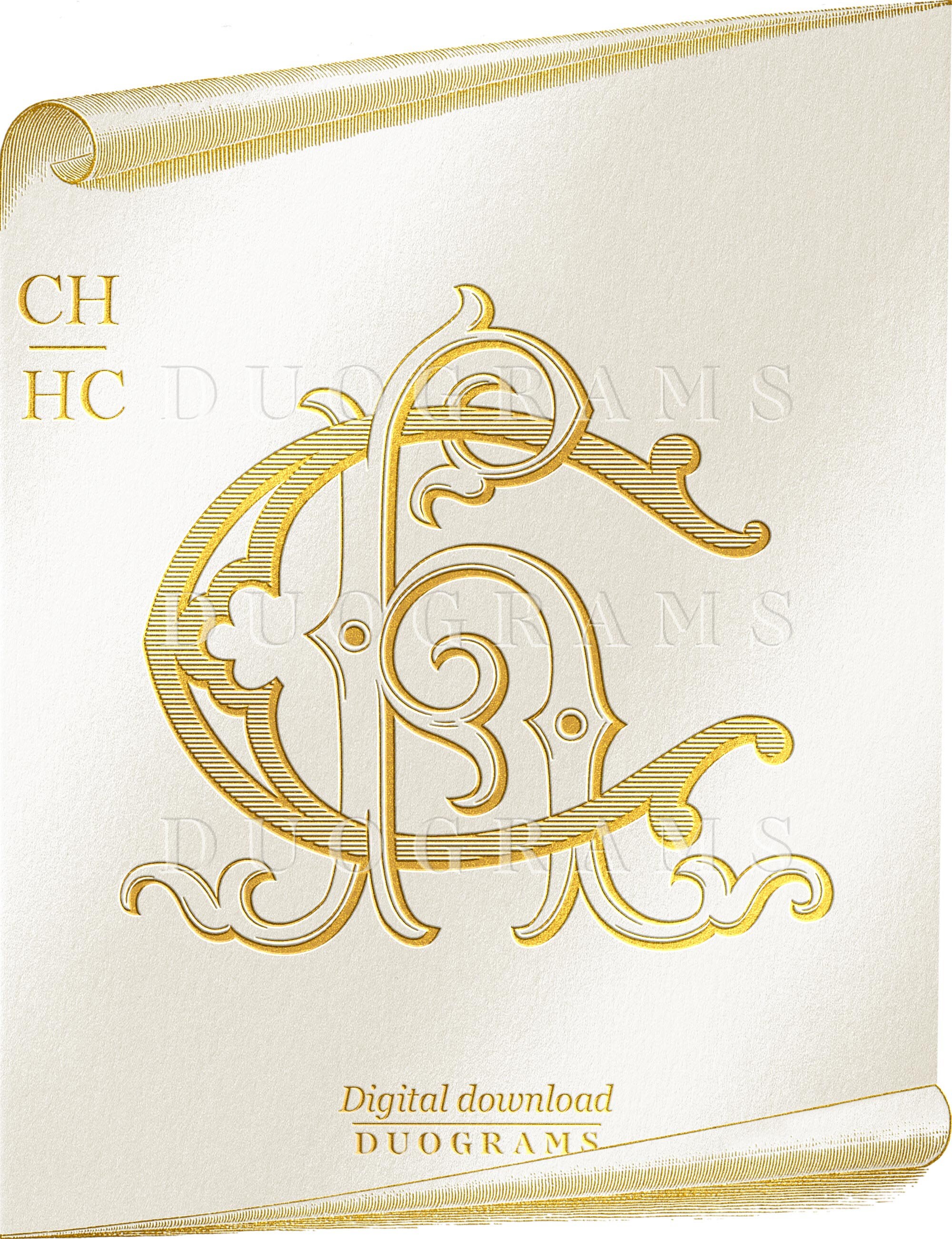 Wedding Monogram - CH - HC - Digital - Vintage Monogram - SVG - Etsy