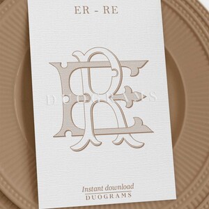 ER RE Wedding Monogram Design E R Two Letter Monogram Initials R E ...