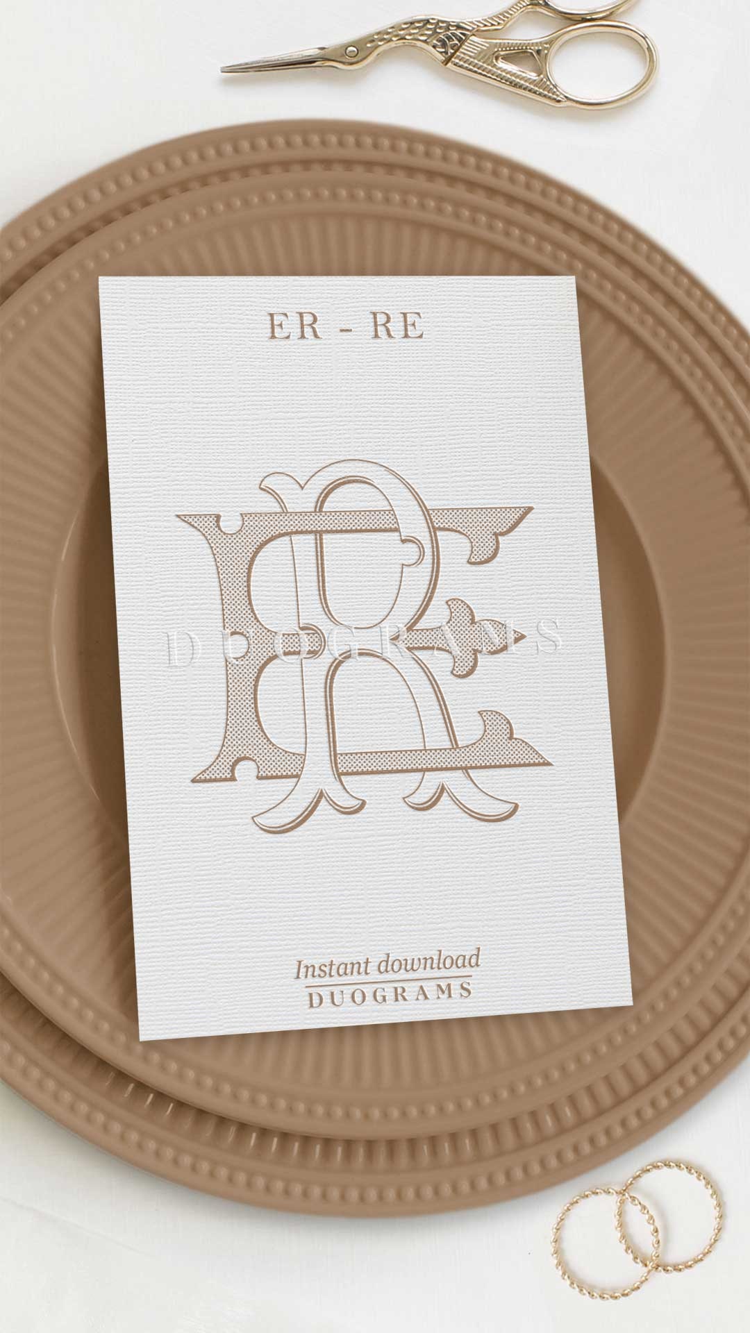 ER RE Wedding Monogram Design E R Two Letter Monogram Initials R E ...