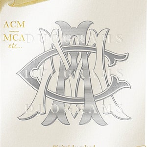 3 Letter Wedding Monogram Logo ACM or MCA or CMA Interlocking Monogram ...