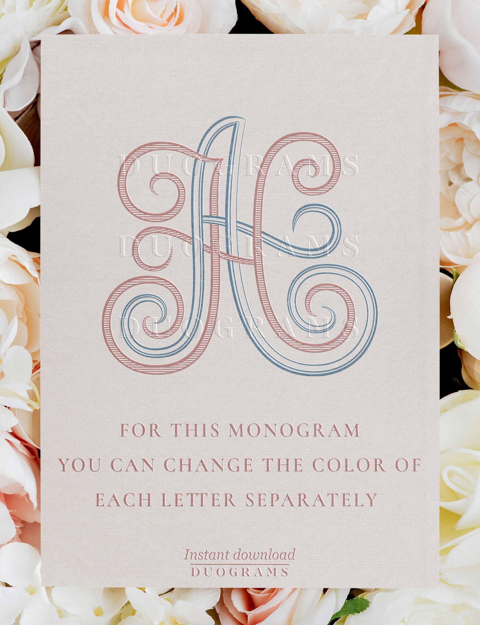 Wedding Monogram Logo Design AH HA Monogram Wreath SVG Digital Download ...