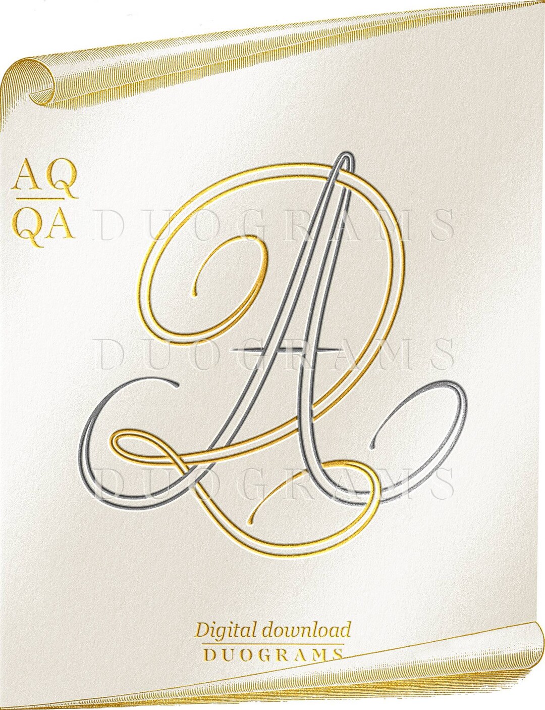 AQ QA Wedding Monogram Initials Design SVG Digital Download A Q + 2 ...