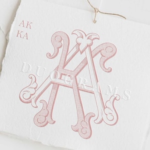Vintage Wedding Monogram Logo AK or KA Interlocking Monogram Design A K ...