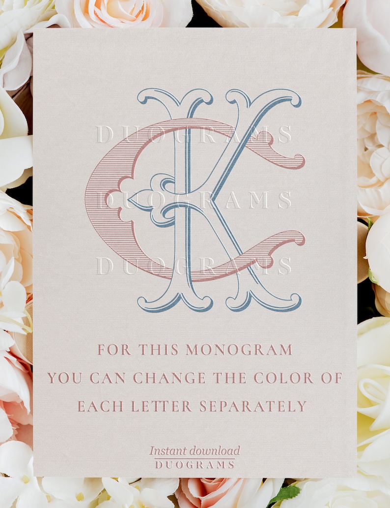 CK KC Wedding Monogram Logo Vintage Duogram K C Intertwined Monogram C ...