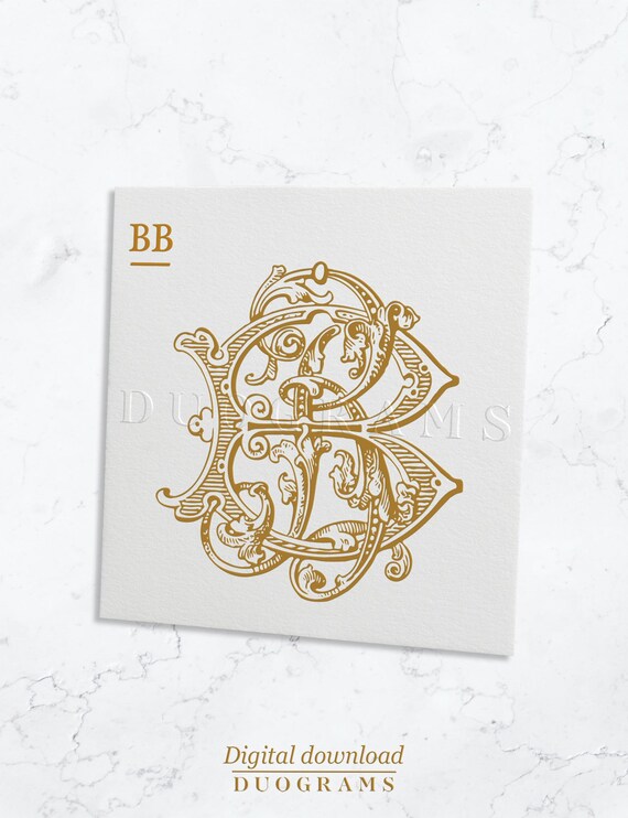 BB Vintage Wedding Monogram Logo Design B B Monogram Wreath - Etsy