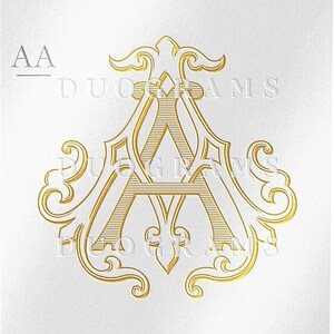 AA Vintage Wedding Monogram AA Duogram A A Interlocking Monogram Logo ...