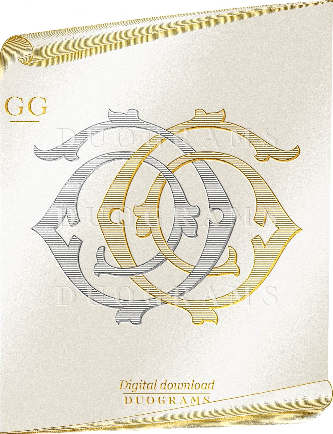 Double G Wedding Monogram Letters Design GG Digital Download SVG + 2 ...