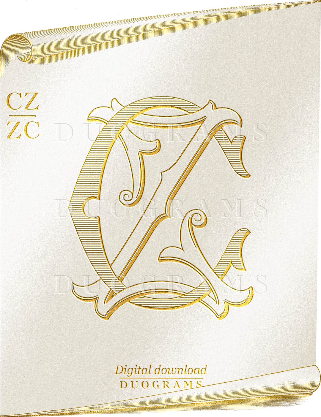 Vintage Wedding Monogram Logo CZ ZC Monogram Wreath SVG - Etsy