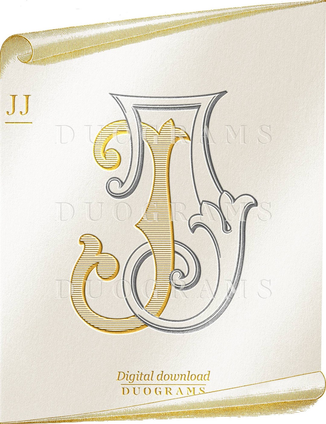 Double J Vintage Wedding Monogram Logo JJ Digital Download - Etsy