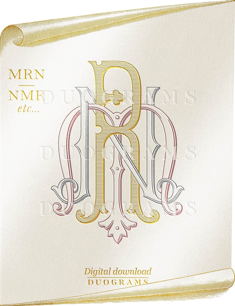 MRN NMR 3-letter Wedding Monogram Logo Design R N M Digital Download ...