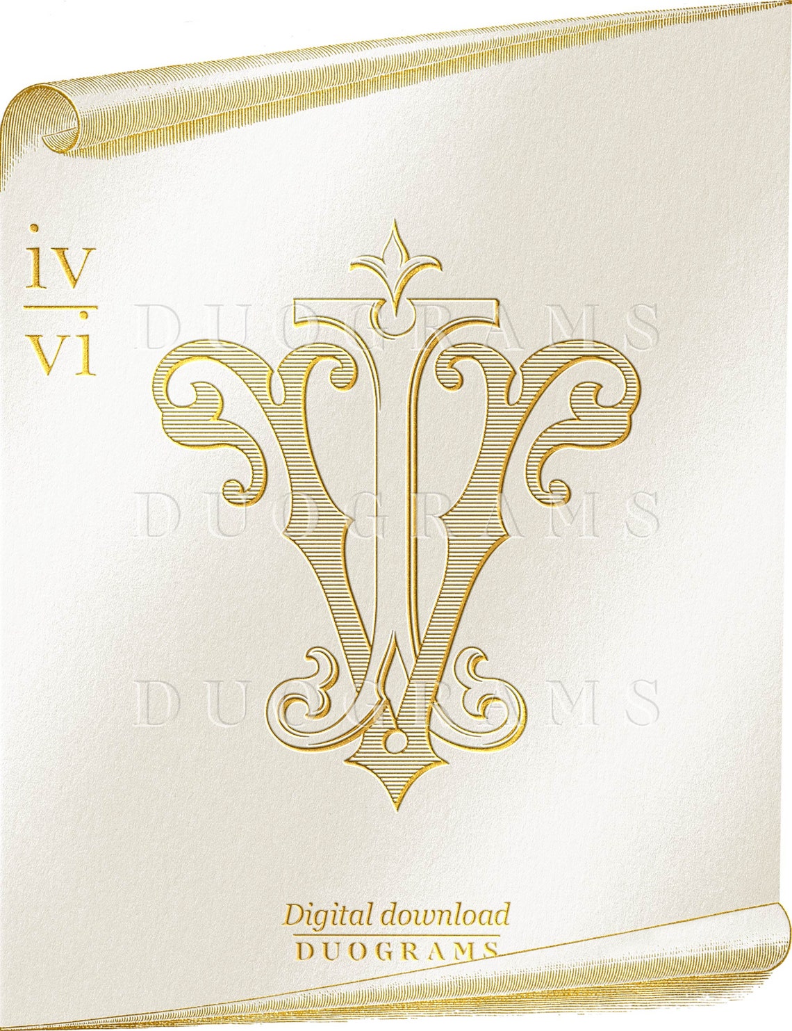 Vintage Monogram Design IV VI Monogram Wreath SVG Digital Download - Etsy