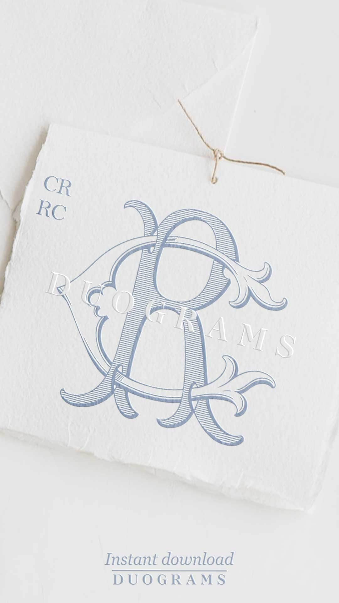 Vintage Two Letter Monogram CR RC Wedding Monogram Logo Design C R ...