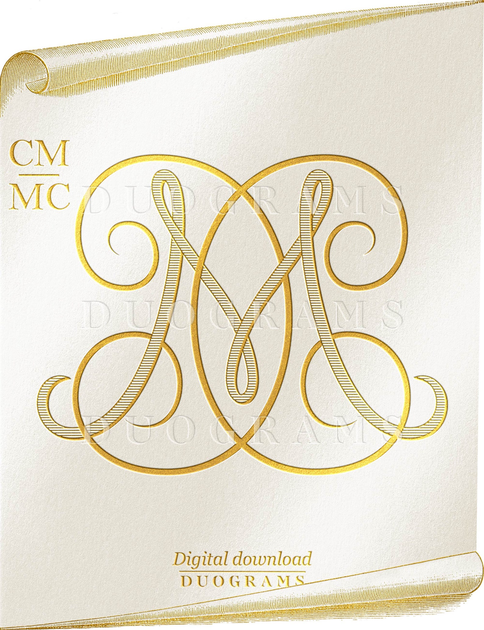 Vintage Monogram Logo Design CM MC Monogram Wreath SVG Digital Download ...