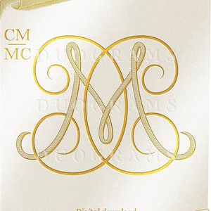 Vintage Monogram Logo Design CM MC Monogram Wreath SVG Digital Download ...