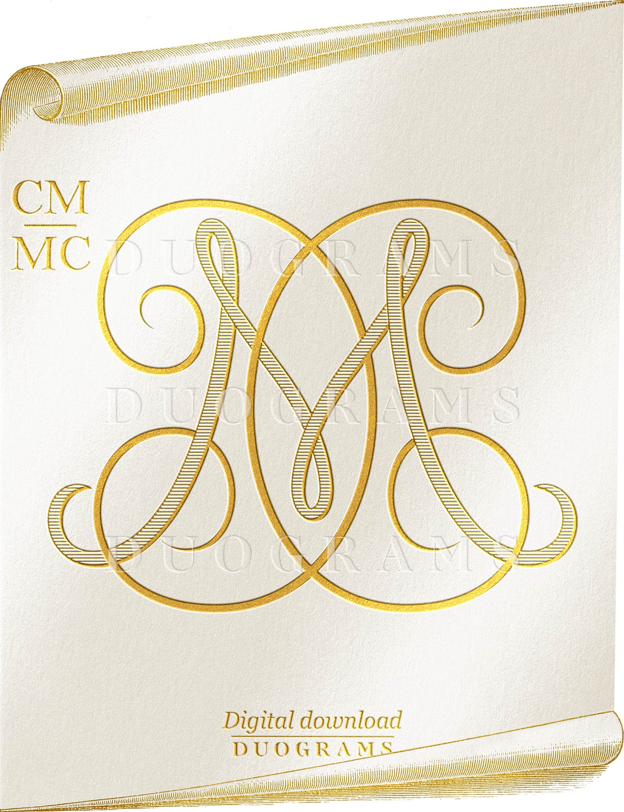 Vintage Monogram Logo Design CM MC Monogram Wreath SVG Digital Download ...