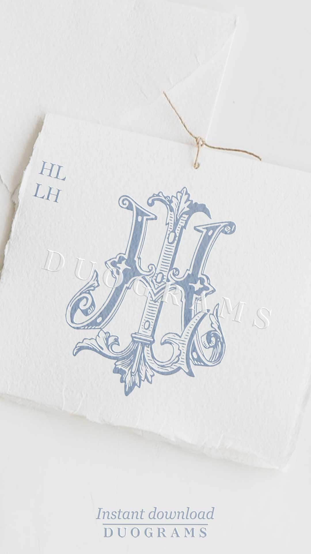 HL LH Vintage Wedding Monogram Logo Design SVG 2-letter Monogram H L ...