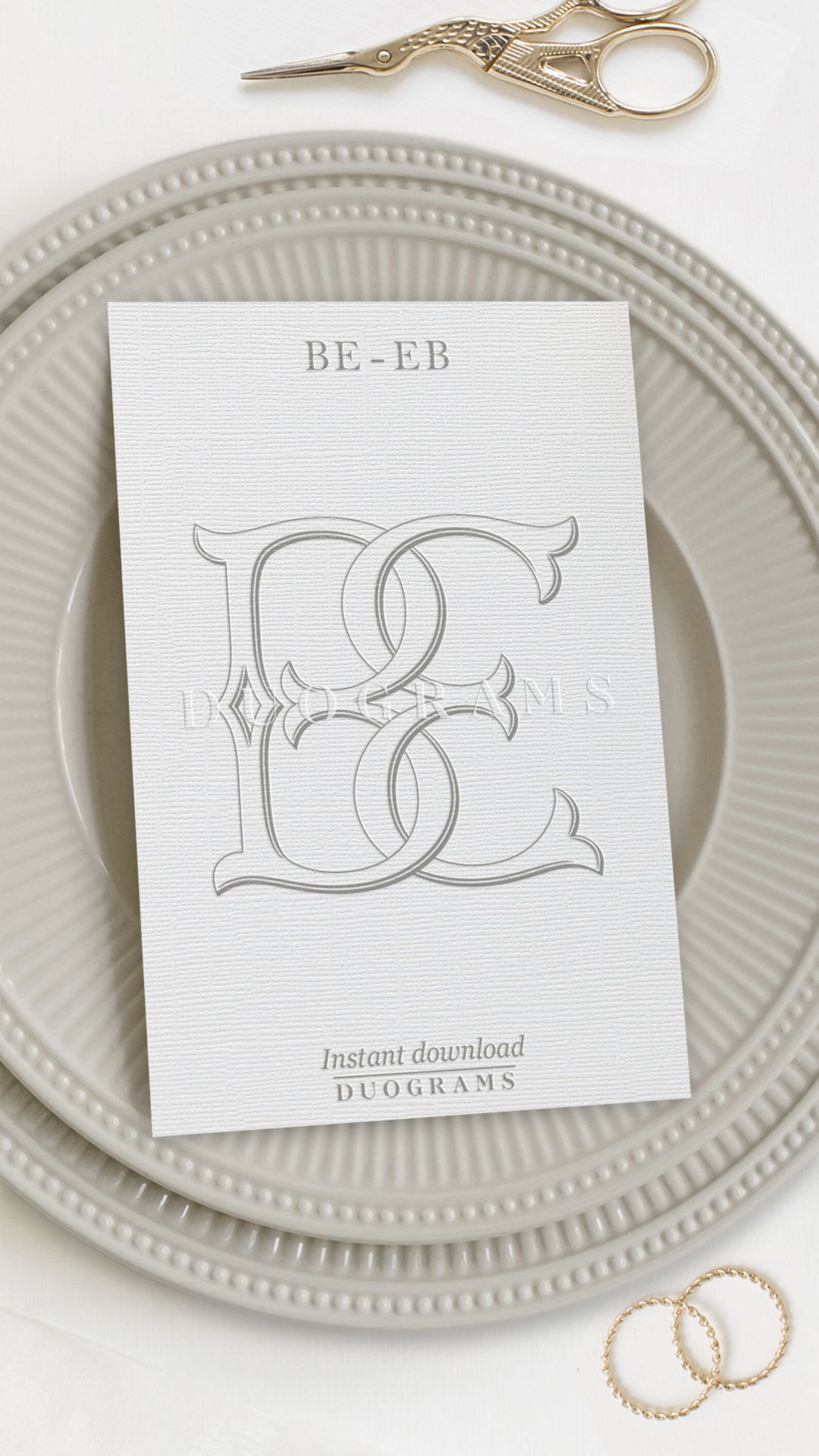 Vintage Wedding Monogram BE or EB, Two Letter Monogram Logo Design ...
