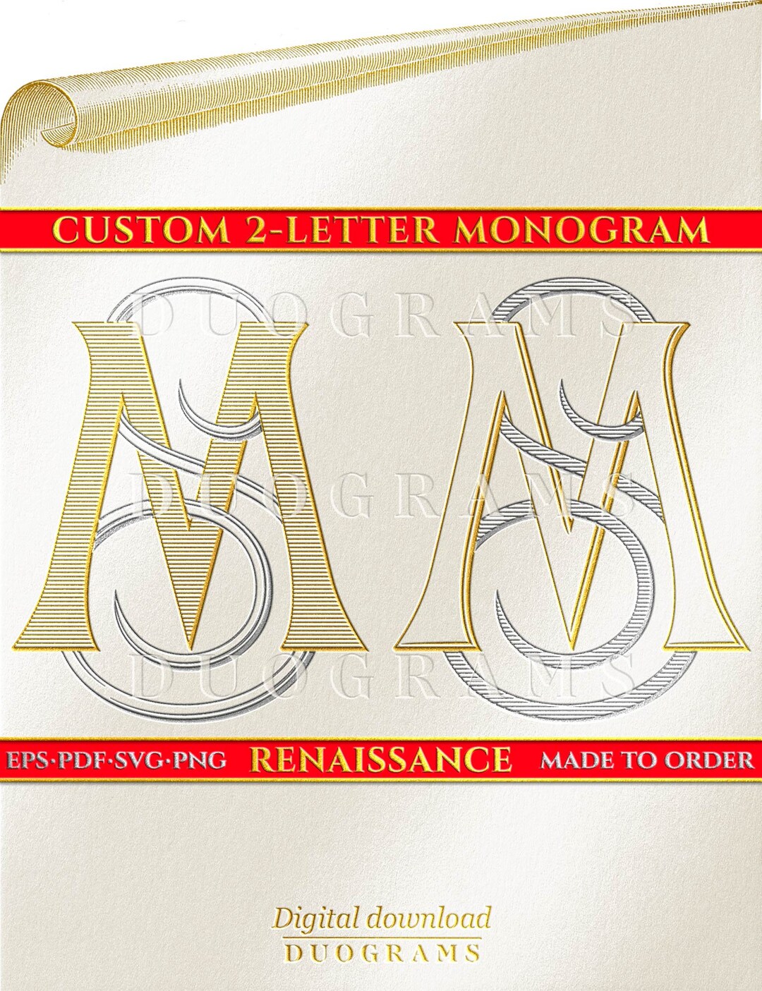 Two Letter Monogram, Custom Wedding Monogram Logo Design, SVG & PDF ...