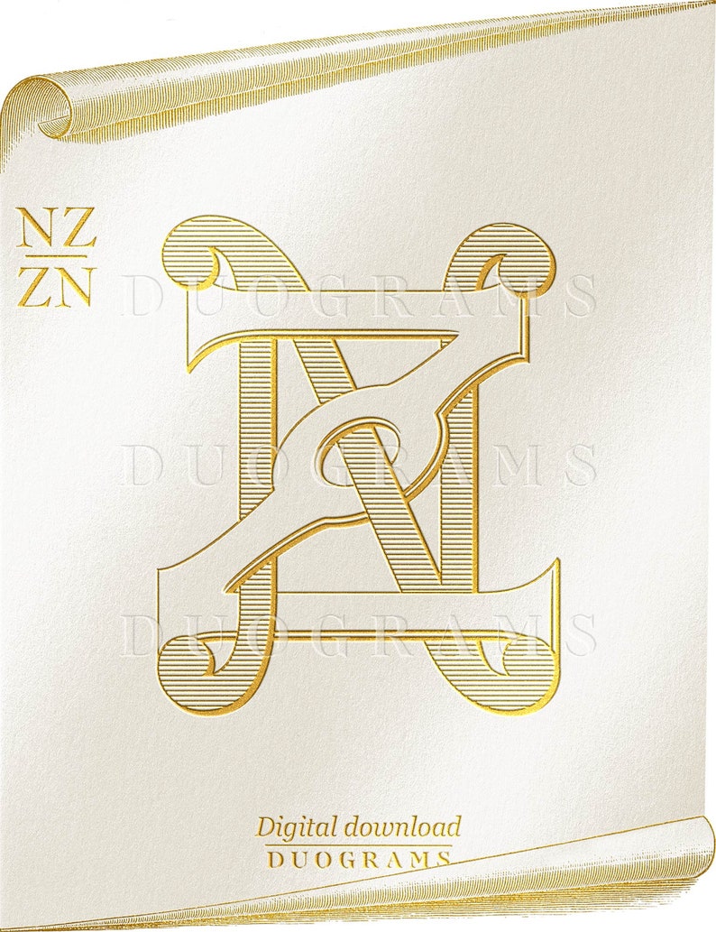 NZ ZN Wedding Monogram Logo Design N Z Z N Two Letter Monogram Initials ...