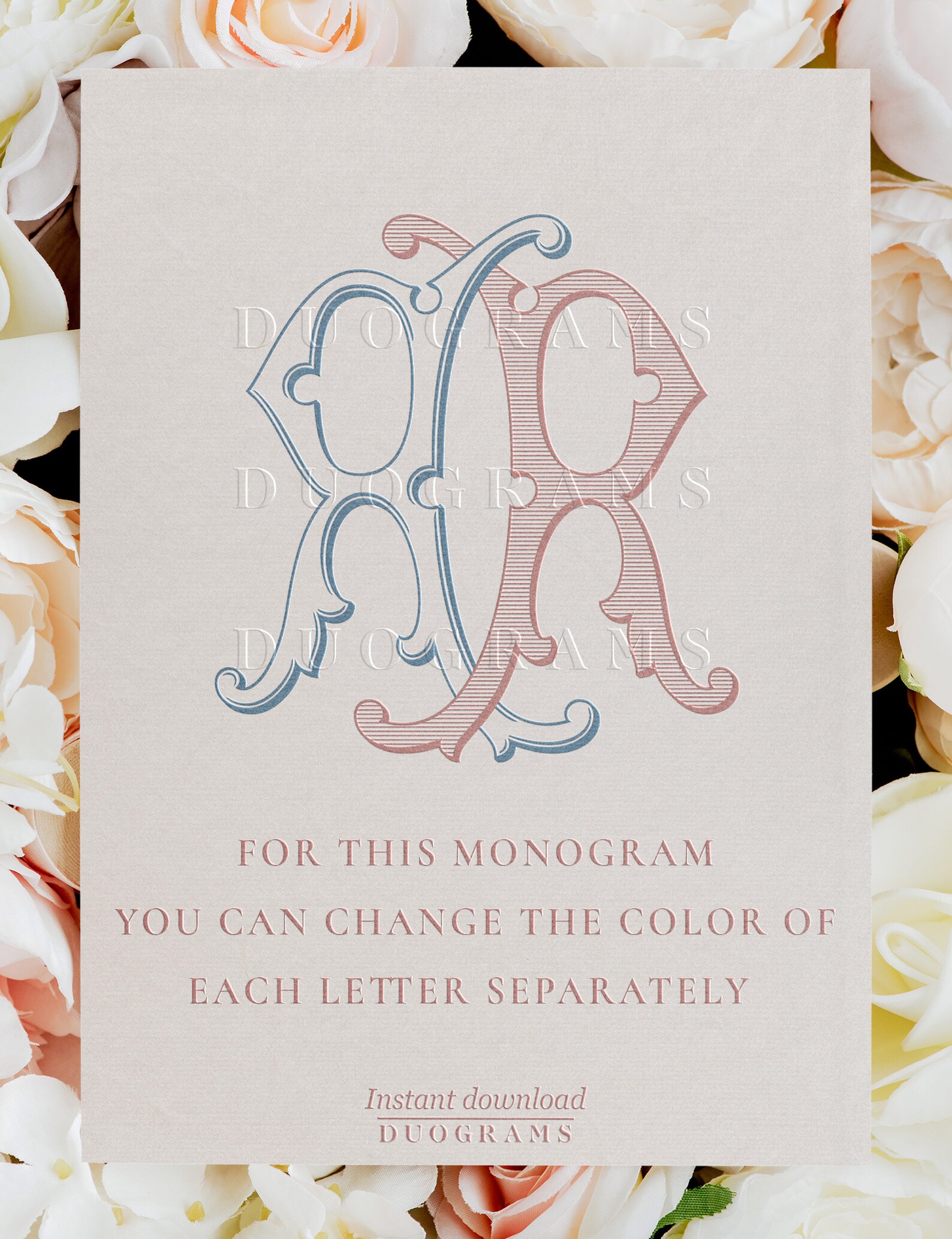 RR Vintage Wedding Monogram Logo R R Wreath SVG - Etsy