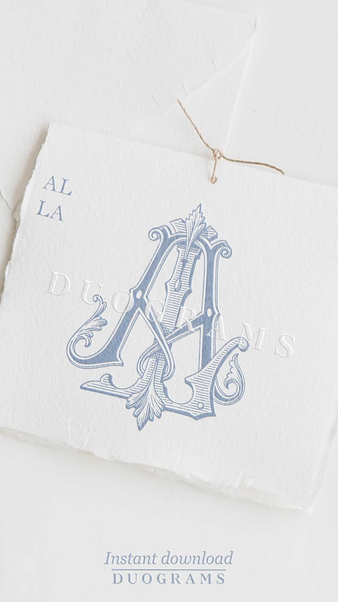 2-letter Monogram AL or LA Wedding Monogram Logo Design A L Duogram SVG ...