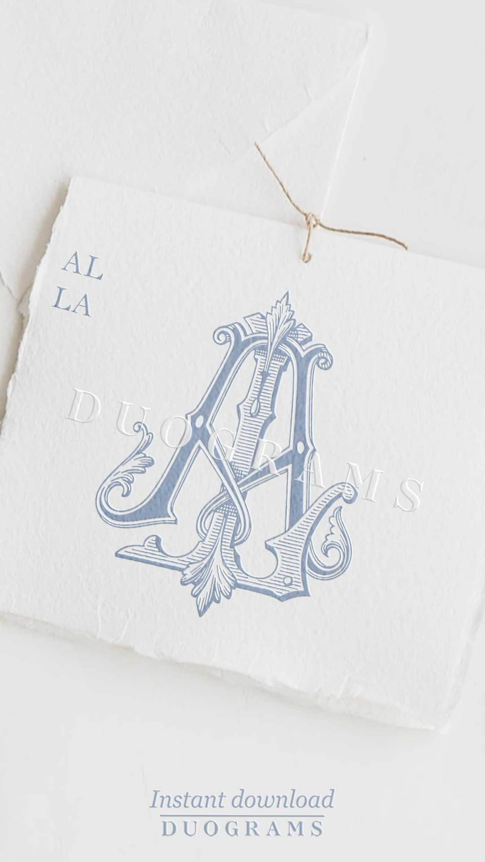 2-letter Monogram AL or LA Wedding Monogram Logo Design A L Duogram SVG ...