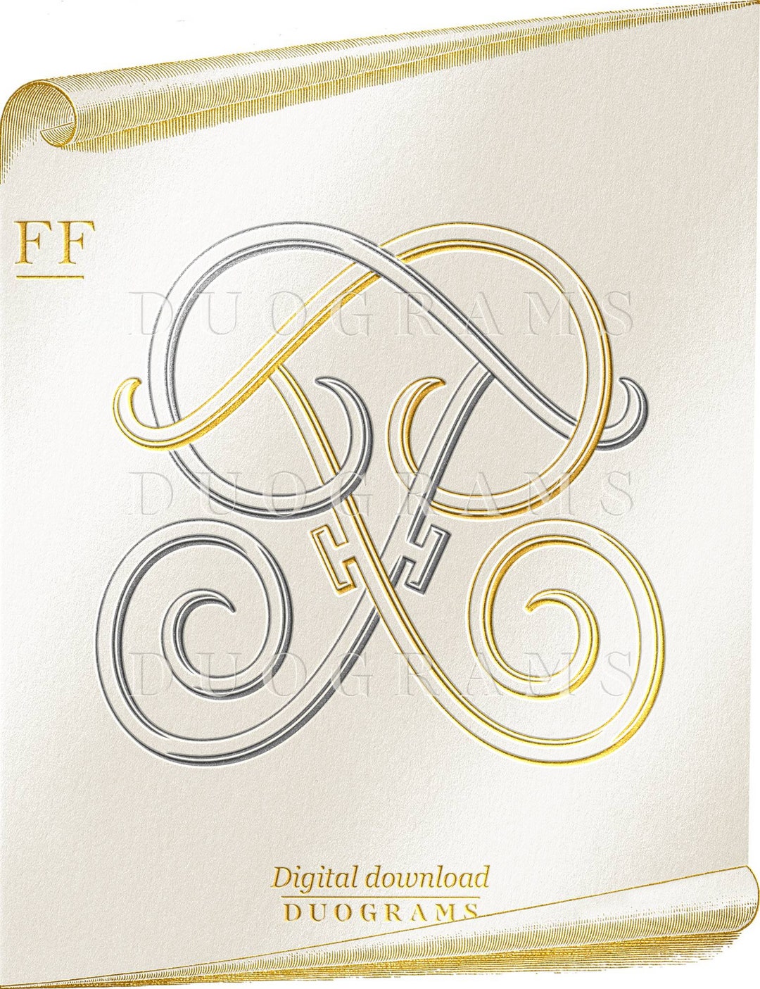 Vintage Wedding Monogram Logo FF Monogram Wreath SVG - Etsy