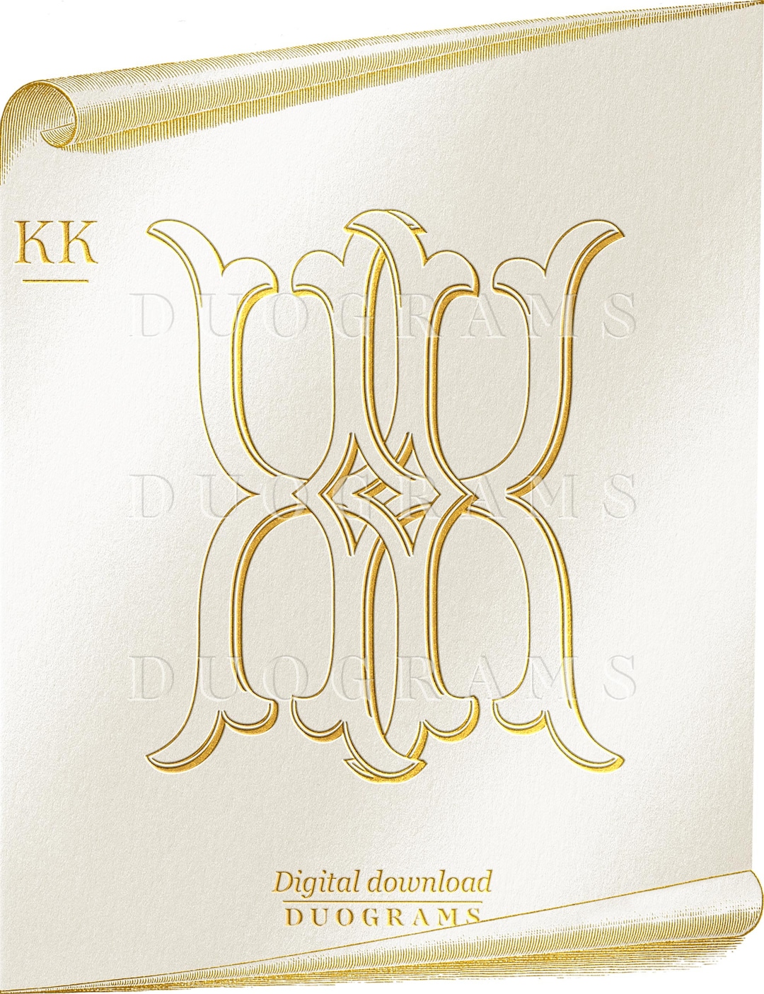 Vintage Wedding Monogram Logo KK Duogram K K Intertwined Monogram ...