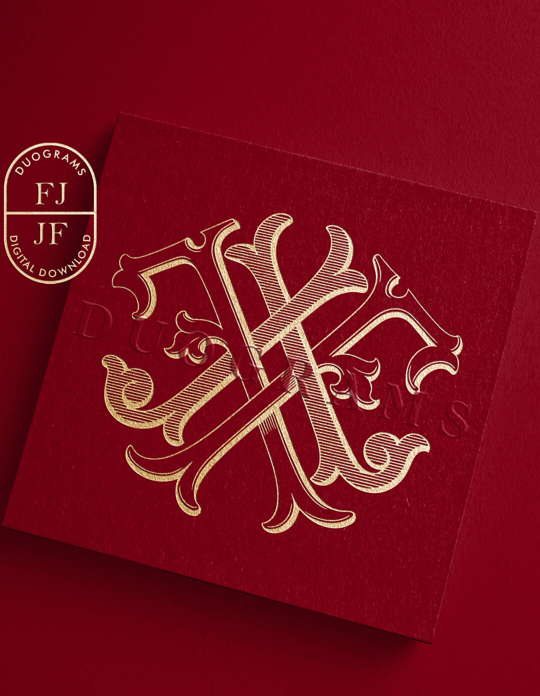 FJ JF Vintage Wedding Monogram Logo Design SVG 2-letter Monogram F J ...