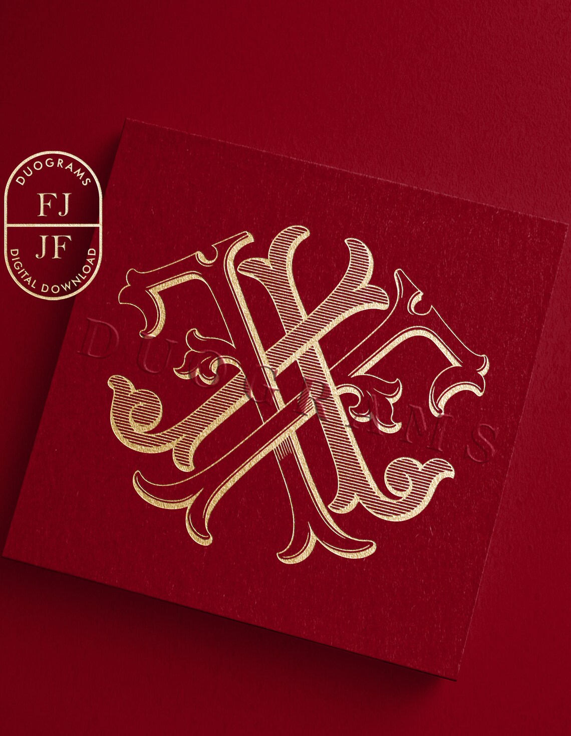 FJ JF Vintage Wedding Monogram Logo Design SVG 2-letter Monogram F J ...