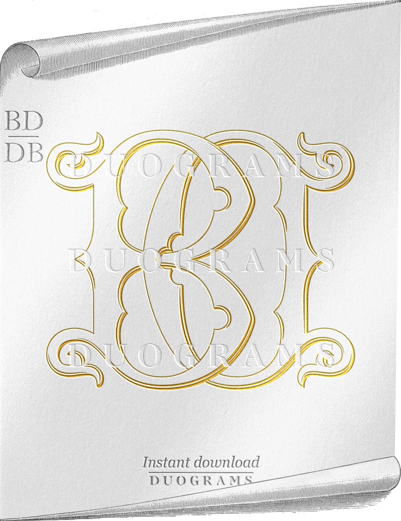 2-letter Monogram BD or DB Wedding Monogram Logo Design B D Duogram D B ...