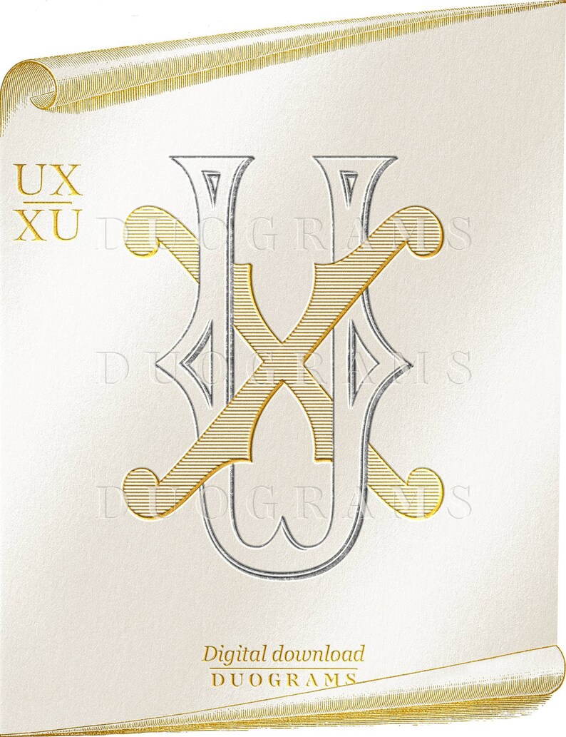 UX XU Wedding Monogram Logo Design U X X U Two Letter Monogram Initials ...