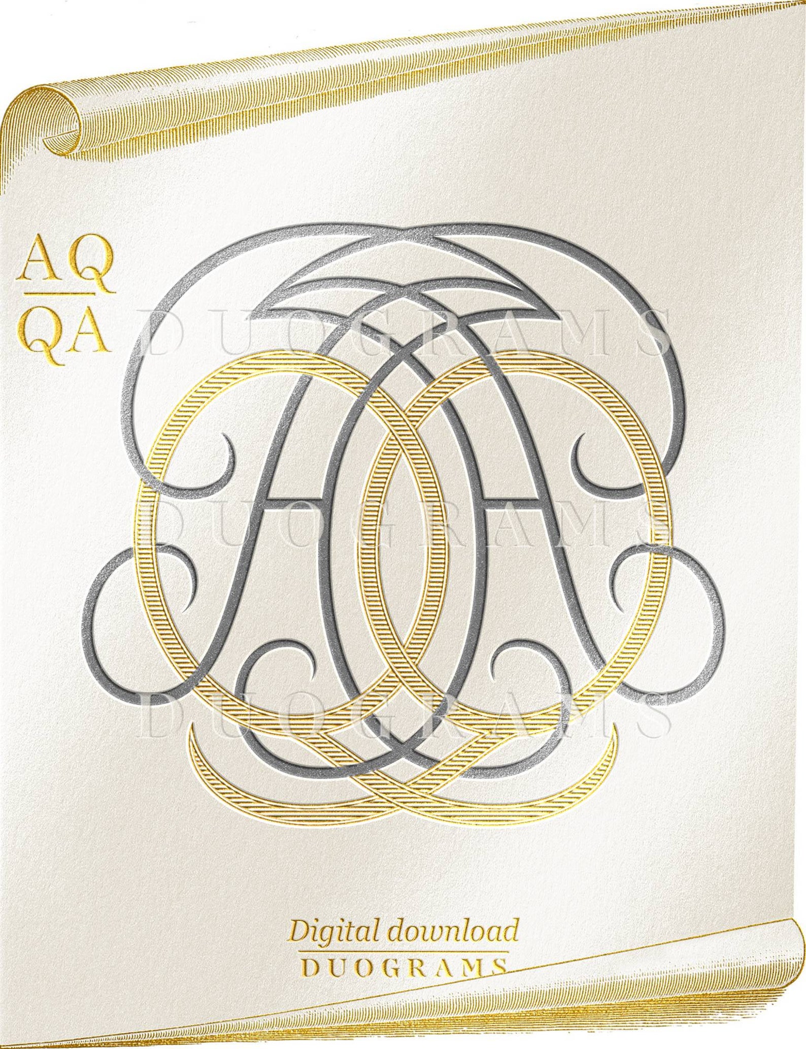Vintage Monogram Logo Design AQ QA Monogram Wreath SVG Digital Download ...