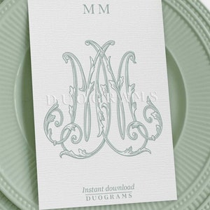 Double M Wedding Monogram Logo Designs MM 2-letter Monogram M M Digital ...