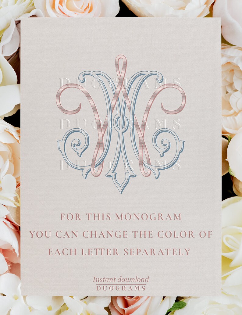 Wedding Monogram Logo Design MW WM Monogram Wreath SVG - Etsy