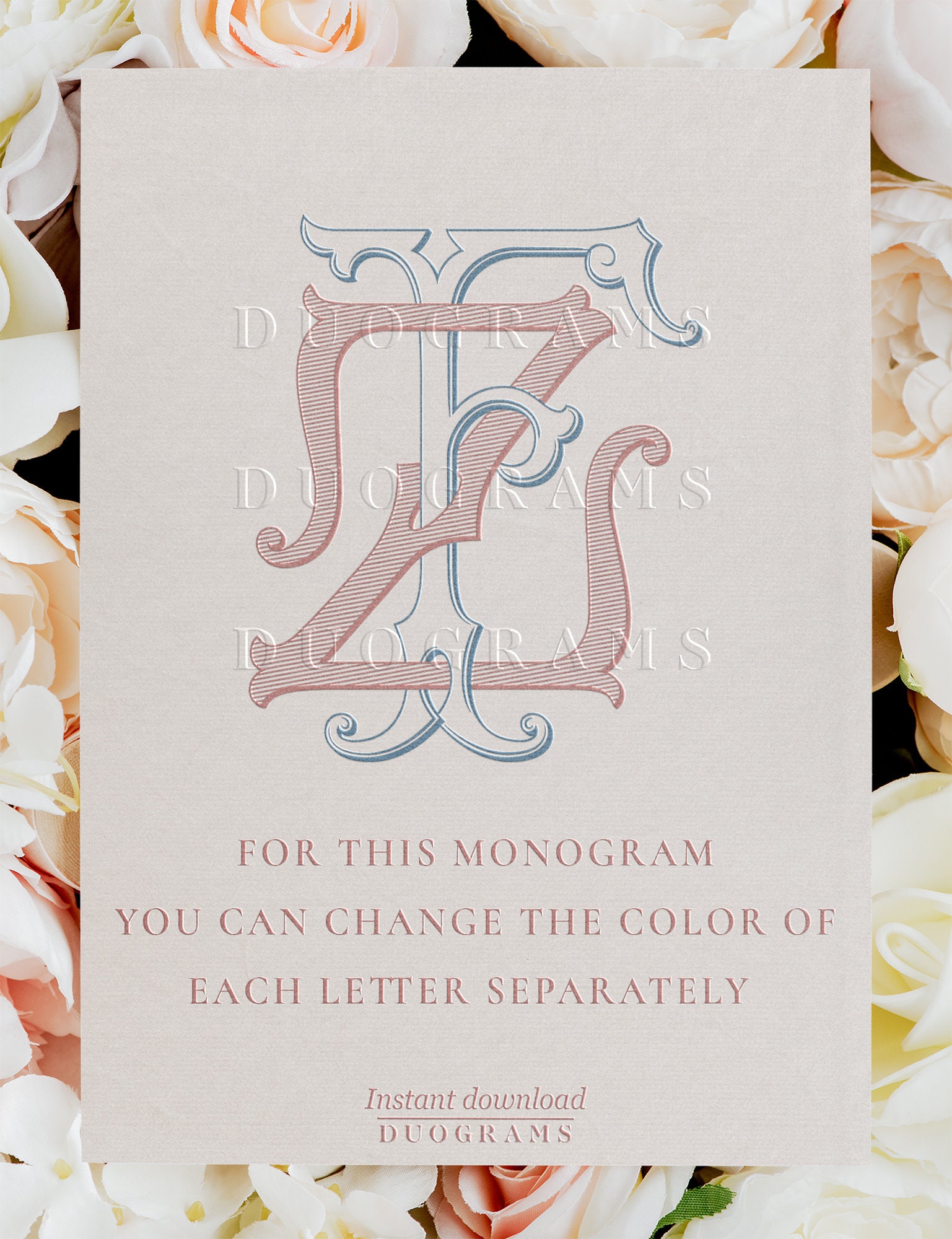 FZ ZF Wedding Monogram Logo Design Z F Two Letter Monogram Initials F Z ...