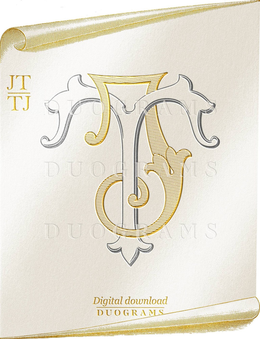 JT TJ Wedding Monogram Letter Logo Initial Designs J T Digital Download ...