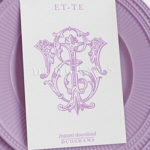 Interlocking Vintage Monogram ET or TE Two Letter Monogram Logo Design ...