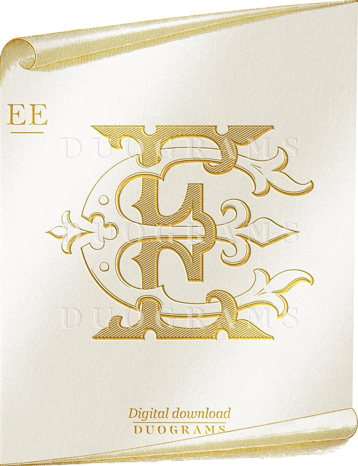 Vintage Monogram - EE - Digital - Wedding Monogram - Vintage Monogram ...