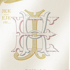 3 Letter Wedding Monogram Logo Design JEK EJK EKJ + 2 Free Wreath - Etsy