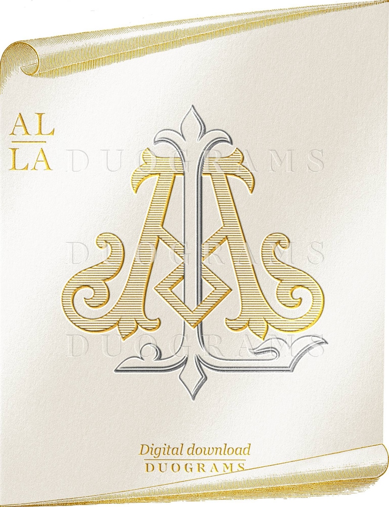 Vintage Monogram Logo Design AL LA Monogram Wreath SVG Digital Download ...